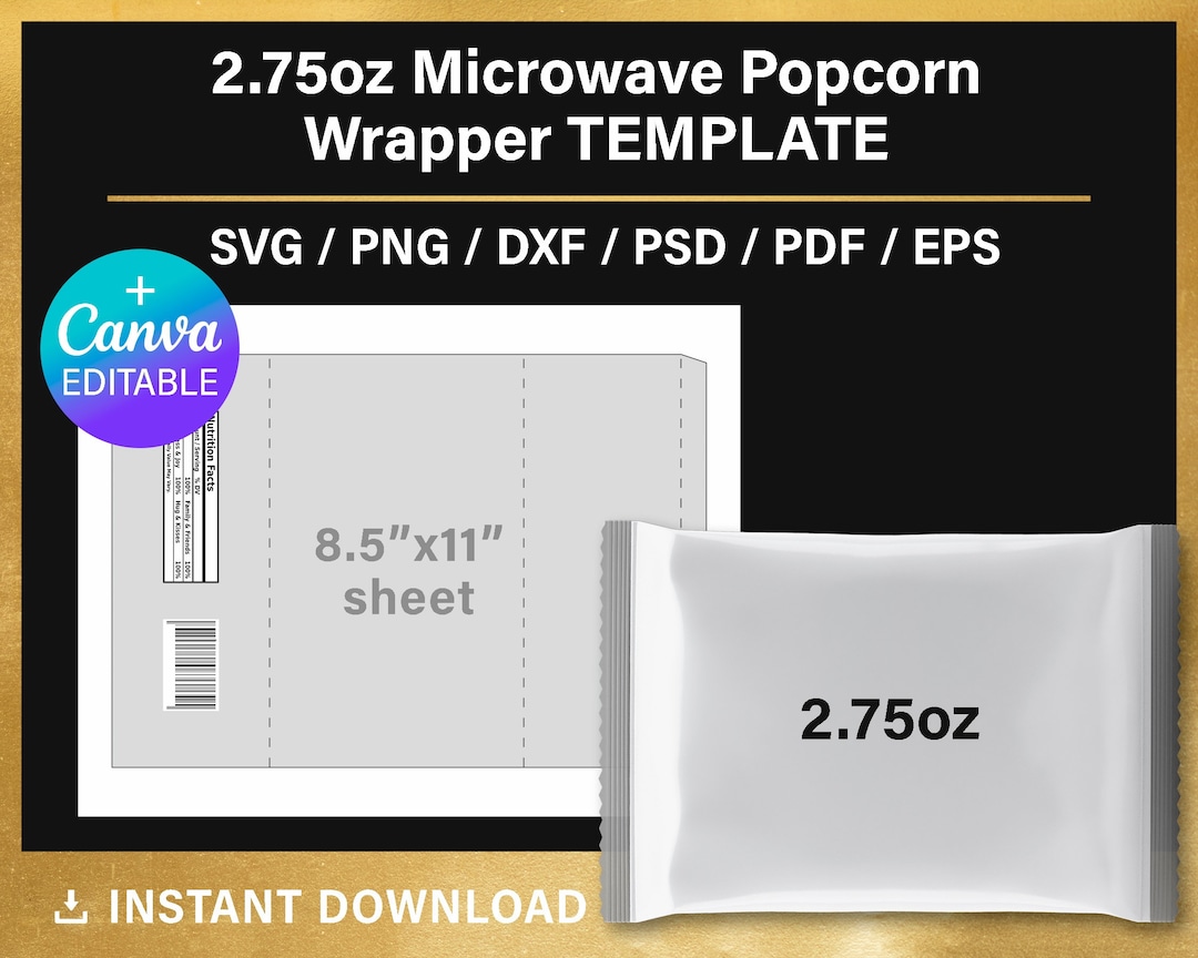 2.75 Oz Microwave Popcorn Wrapper, BLANK Label Template With ...