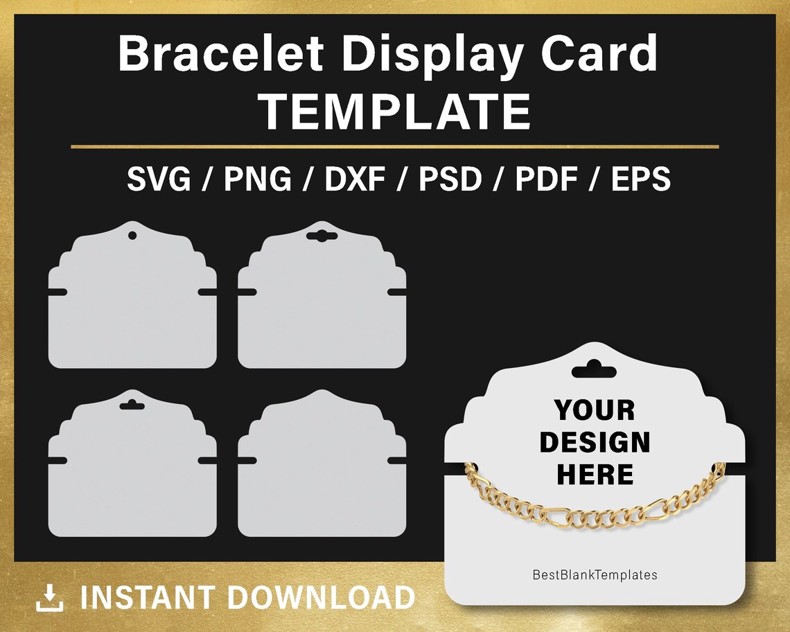 Bracelet Display Card BLANK Template Bracelet Hang Tag Card | Etsy