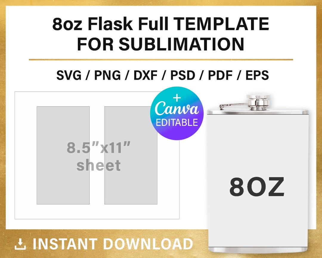 8 Oz Flask Label Blank Template for Sublimation, Canva, Svg, Png, Psd ...