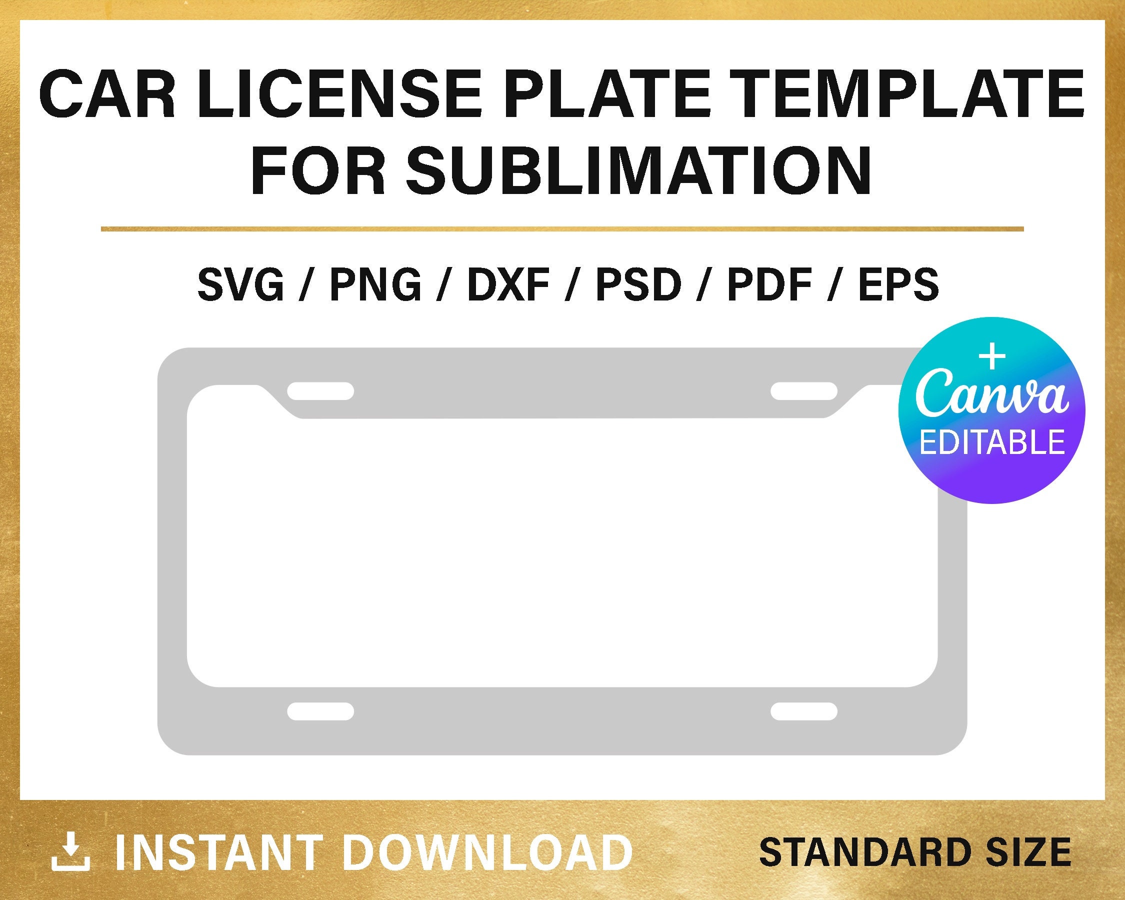 Car License Plate Frame Template BLANK Template for - Etsy