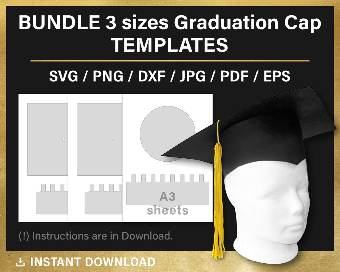 Graduation Cap Template 3D Craft DIY Graduate Hat Svg - Etsy