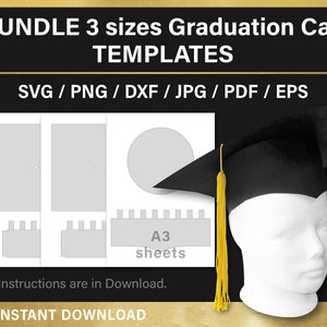 Graduation Cap Template 3D Craft DIY Graduate Hat Svg - Etsy