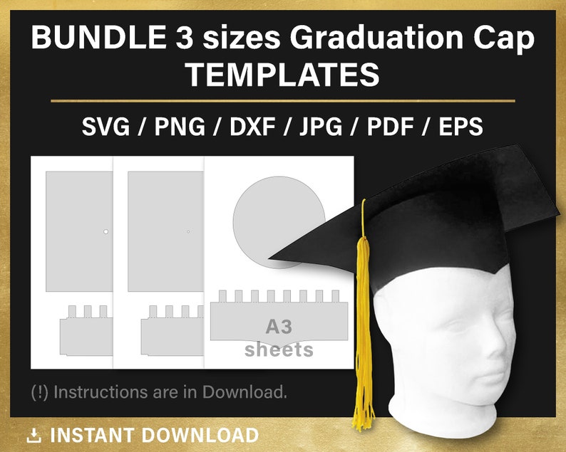 Graduation Cap Template 3D Craft DIY Graduate Hat Svg - Etsy
