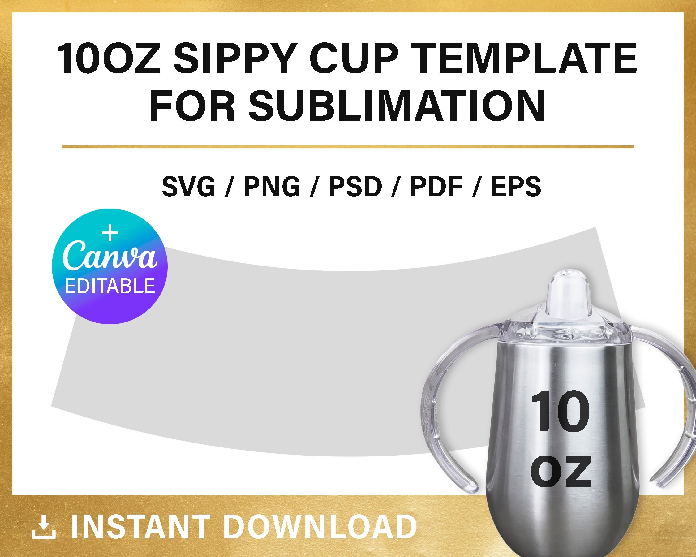 Sippy Cup Template for Sublimation BUNDLE 10oz 12oz for - Etsy