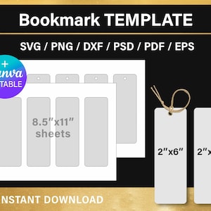 Bookmark Template, for Sublimation, for Cutting, Diy, Bookmarks, Blank ...