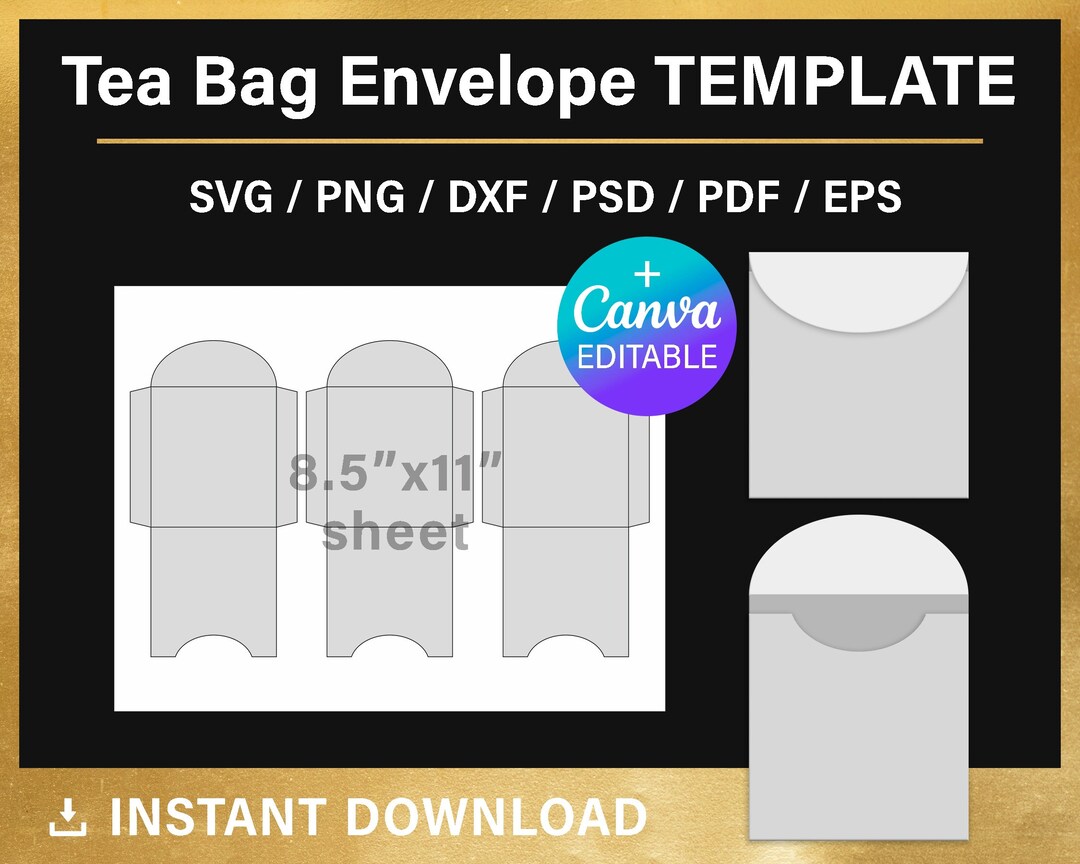 Tea Bag Envelope Template, Blank, Seed Packet Template, SVG, Dxf, Png ...