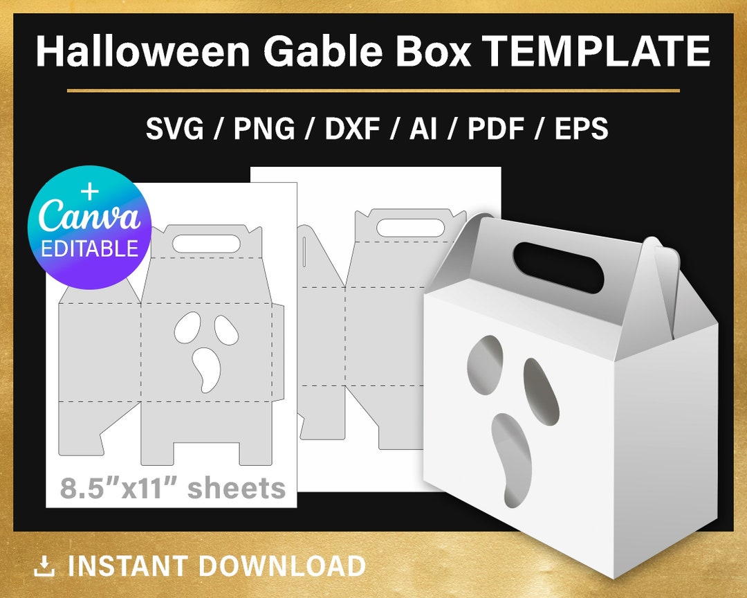 Ghost Halloween Gable Box Template, DIY Gift Box, Boo, Size: 4.4 X 2.8 ...