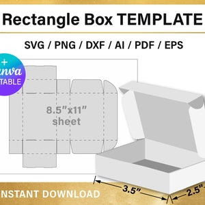 Rectangle Box Template, DIY, Shipping Box, BLANK Template, Classic Box ...