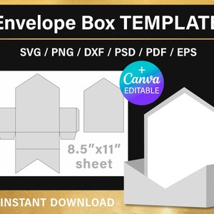 Envelope Box Template, DIY, Envelope Flower Box Template, Envelope Tray ...