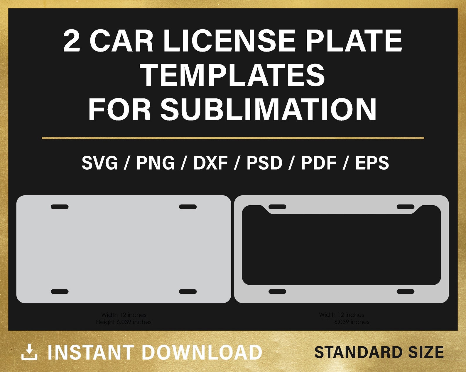 Car License Plate and Frame Template Bundle for Sublimation - Etsy