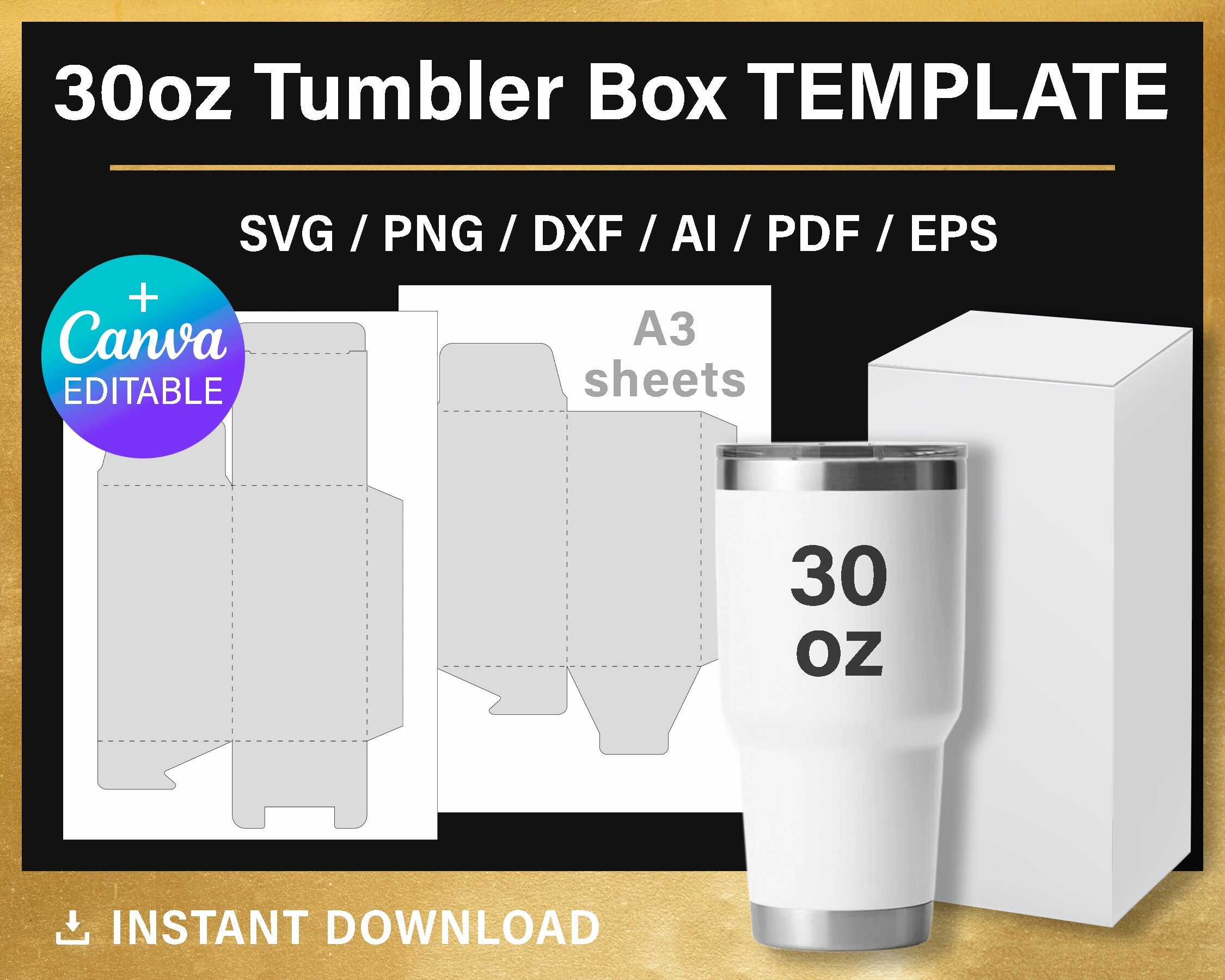 BIG BUNDLE, 14 Tumbler Box Template, DIY, Gift Box Template, 20oz ...