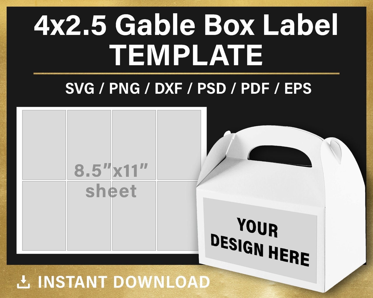 Gable Box Label Template BUNDLE Blank Template Custom Size - Etsy