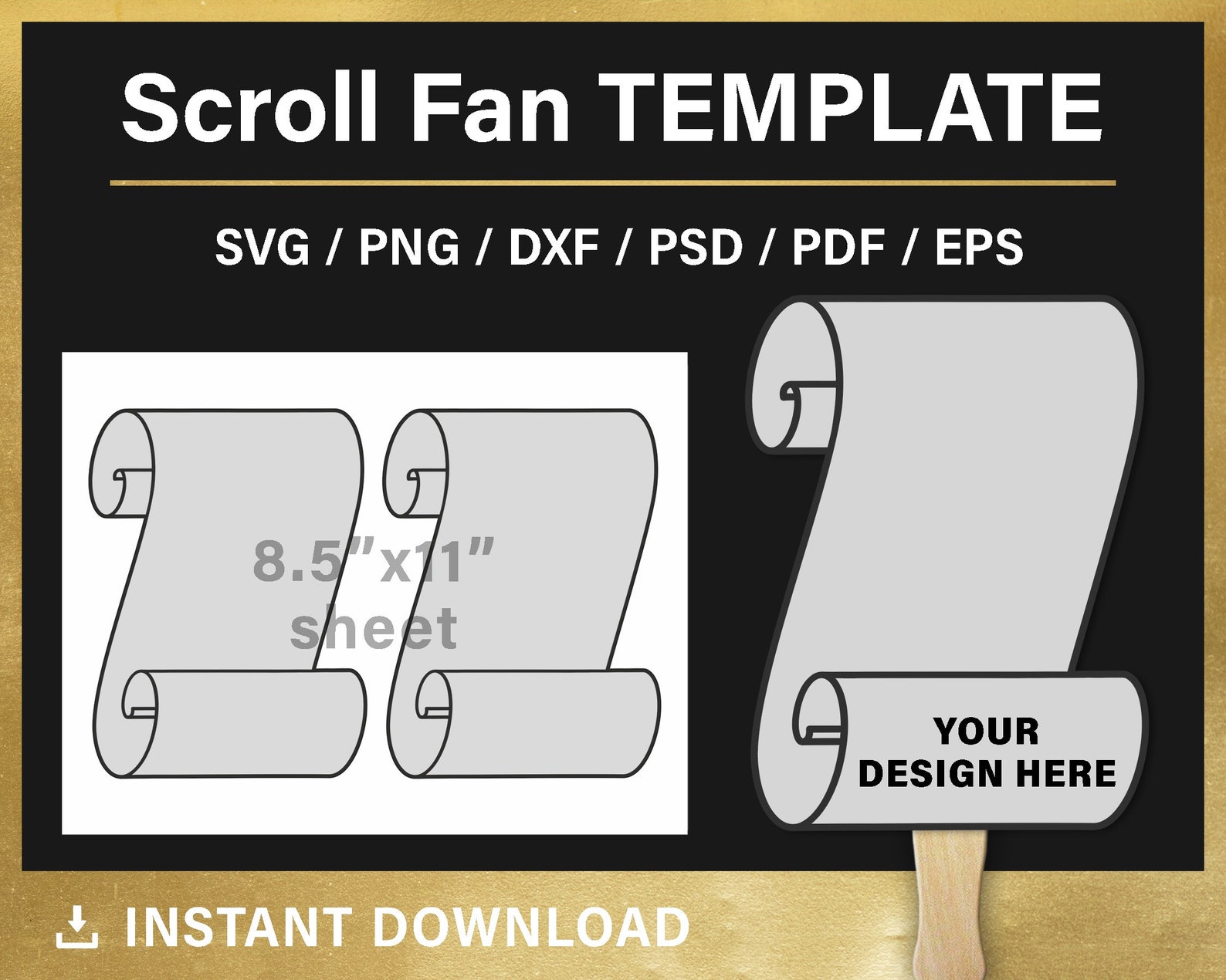 Scroll Fan Template Blank Template Graduation Diploma Scroll | Etsy