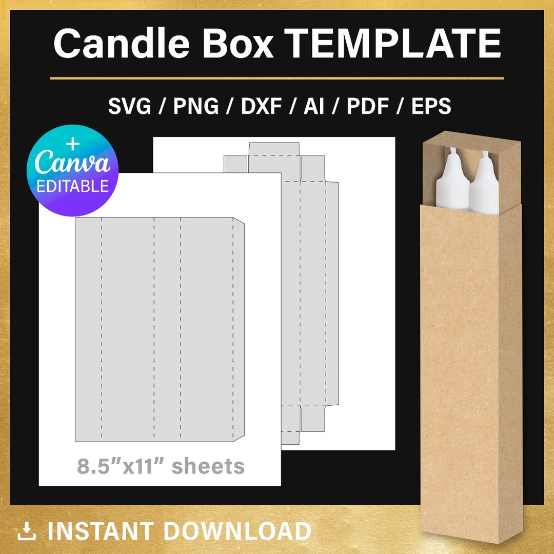 2 Candle Box Blank Template, DIY, Gift Box for Candles, Png, Canva, Svg ...