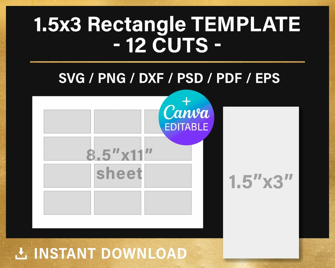 1.5x3 Inches Rectangle, BLANK Template, Sticker Template, Multipurpose ...
