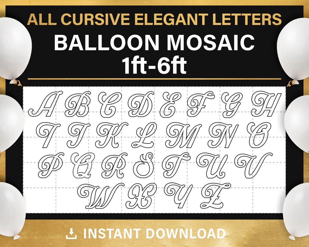 All Cursive Elegant Letters From Balloons, BUNDLE, Fancy A-Z Template ...