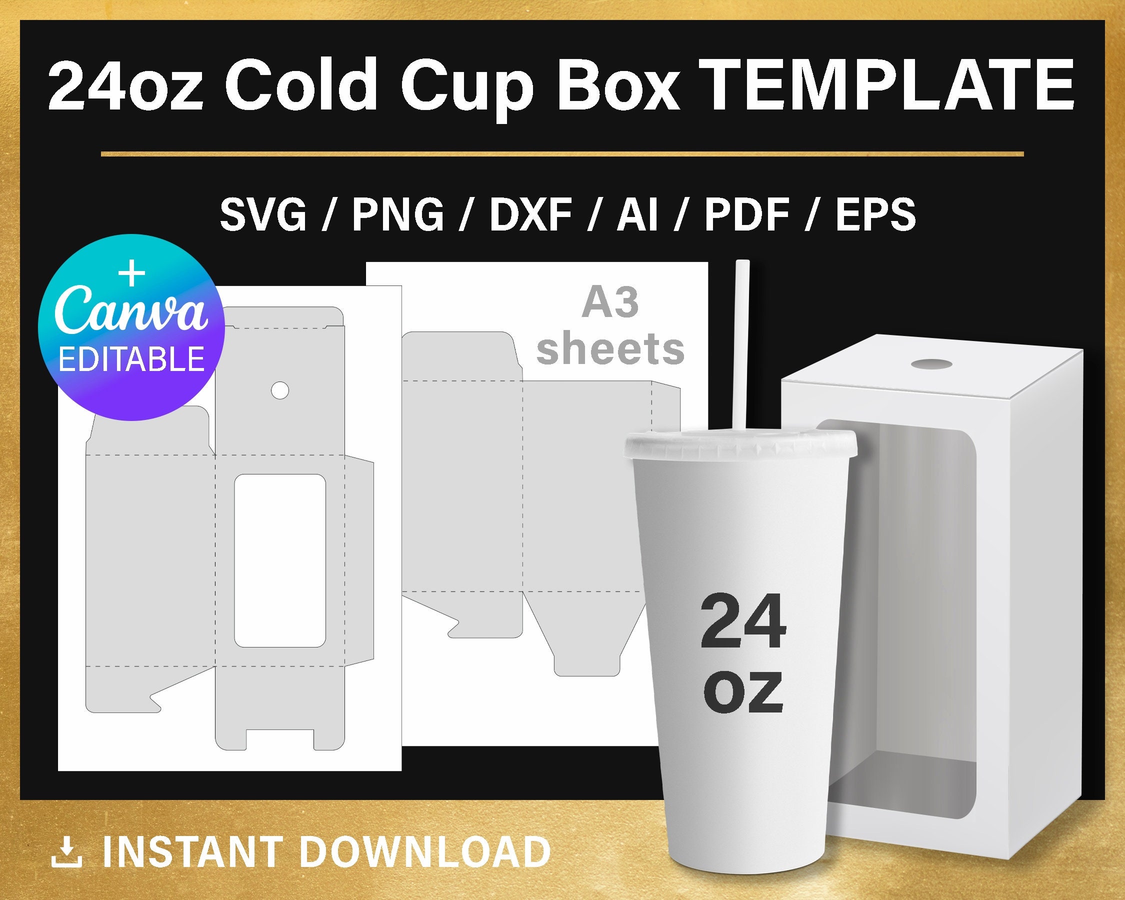 BIG BUNDLE, 14 Tumbler Box Template, DIY, Gift Box Template, 20oz ...