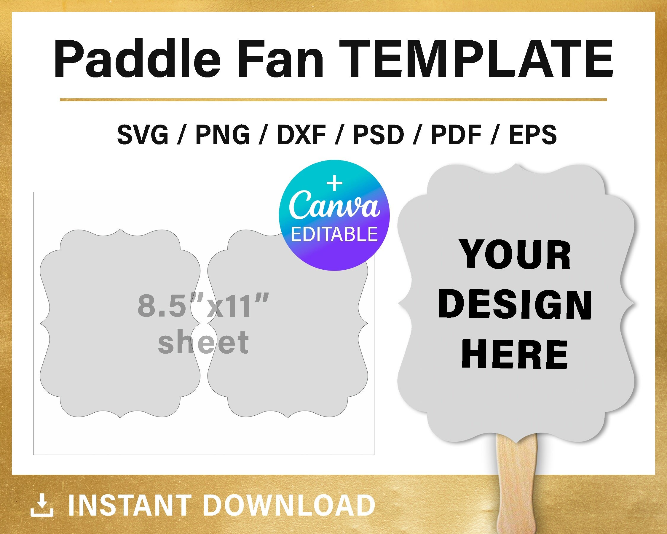 Paddle Fan Template, Blank Template, Editable, Wedding Paddle Fan ...