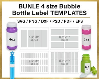 Bubble Bottle Label Template BUNDLE 2oz 4oz BLANK | Etsy