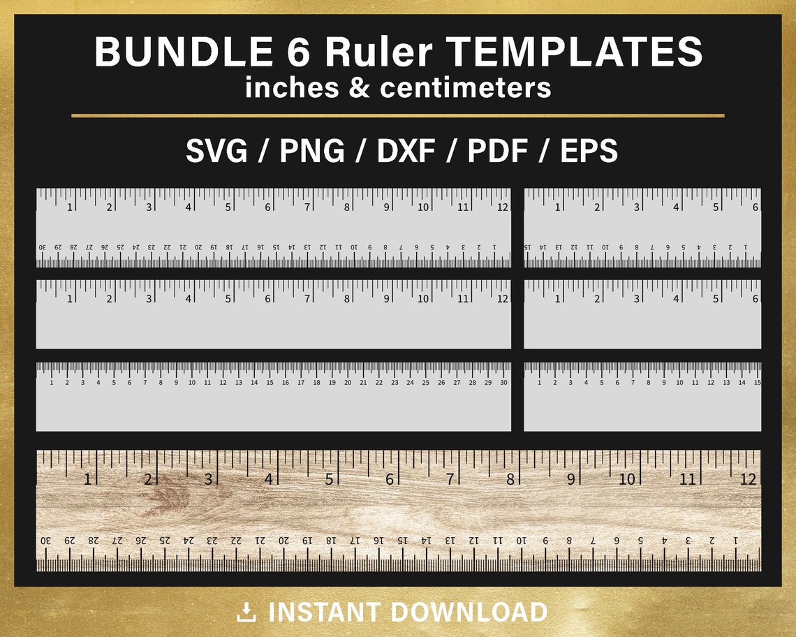 Ruler Svg BUNDLE Horizontal Ruler Markings Files Prepared | Etsy