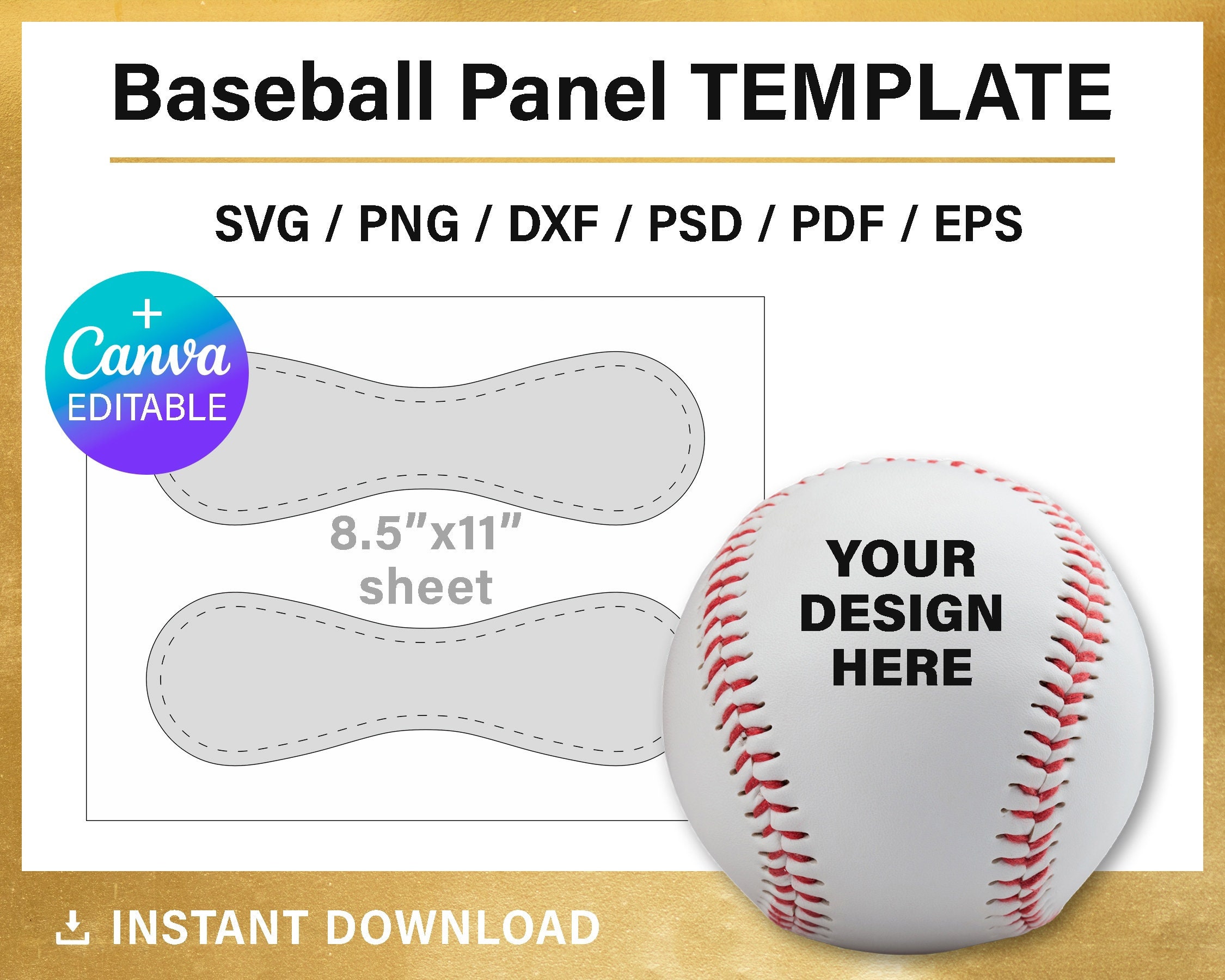 Baseball Panel BLANK Template Custom Ball Wrap DIY Baseball - Etsy ...