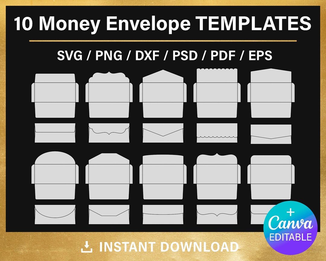 10 Money Envelope Templates, Blank, BUNDLE, Gift Envelope, Svg, Pdf ...