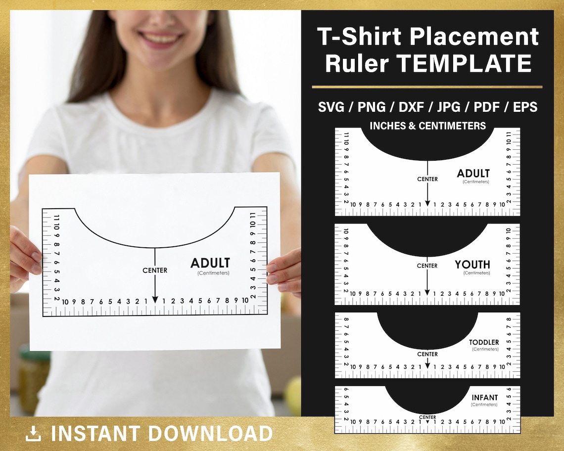 Tshirt Ruler Svg Bundle, Inches and Centimeters, T-shirt Alignment Tool ...