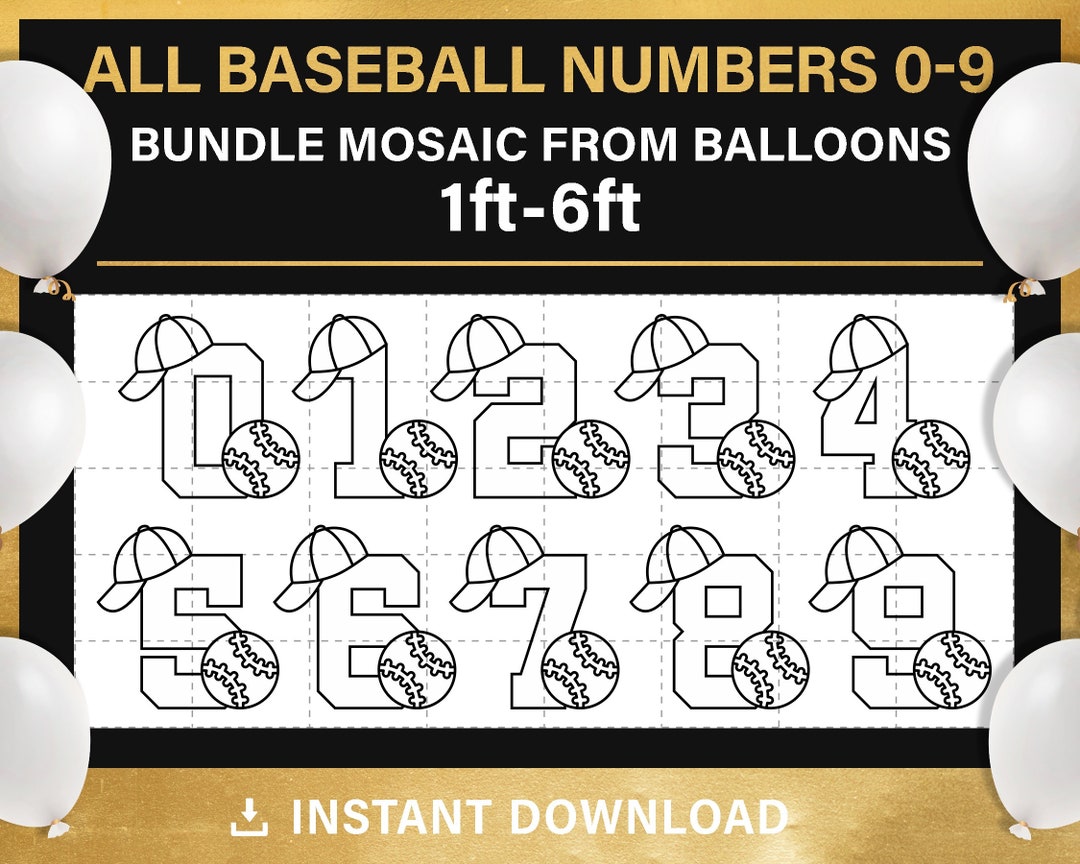 Baseball Font, All Numbers, BUNDLE, Baseball Birthday Balloon Decor ...