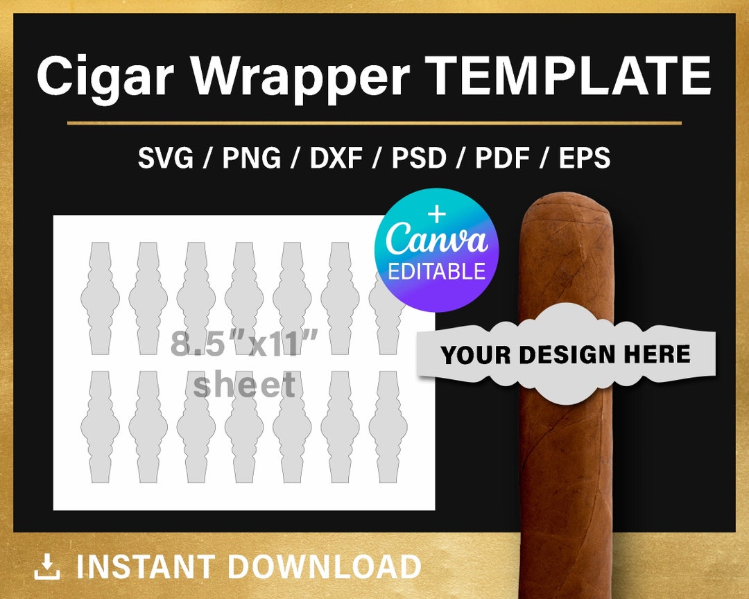 Cigar Label, Blank Template, Canva, Wrapper Template, DIY, Party Favors ...