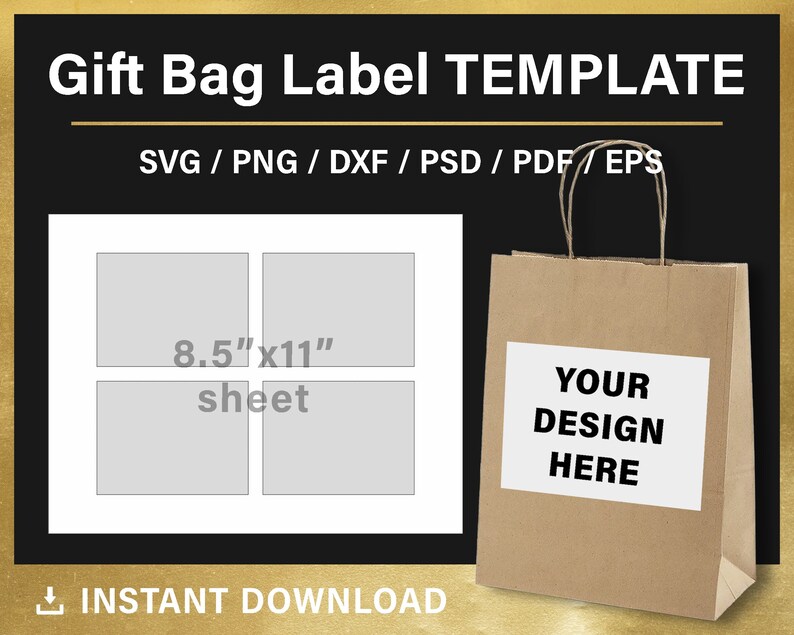 Gift Bag Label BLANK Template Treat Bag Label Template | Etsy