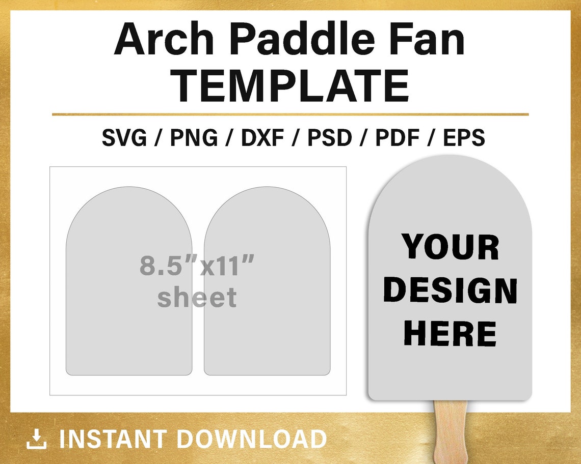 Arch Paddle Fan Template Blank Template Editable SVG PNG - Etsy