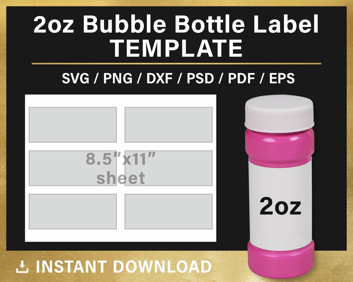 Bubble Bottle Label Template BUNDLE 2oz 4oz BLANK - Etsy