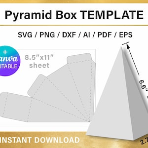6.6 X 2.75 Inches, Pyramid Gift Box Template, Cone Favor | Candy Box ...