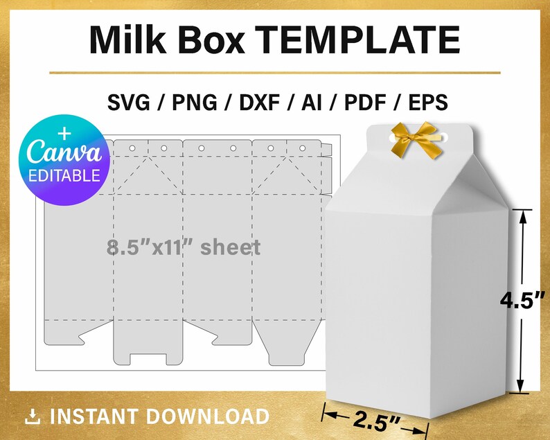 DIY Milk Box Blank Template BUNDLE, Cut Files, Milk Carton Template ...