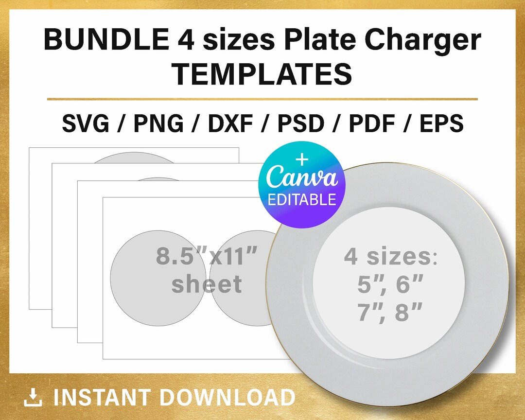 Plate Charger BLANK Template, BUNDLE, Plate Charger Insert, Round ...
