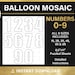 Square Numbers, BUNDLE, Mosaic From Balloons, Tall Number Template, 1ft ...