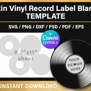 Vinyl Record Label Template, BLANK Template, 12 Inches, Canva, Cricut ...