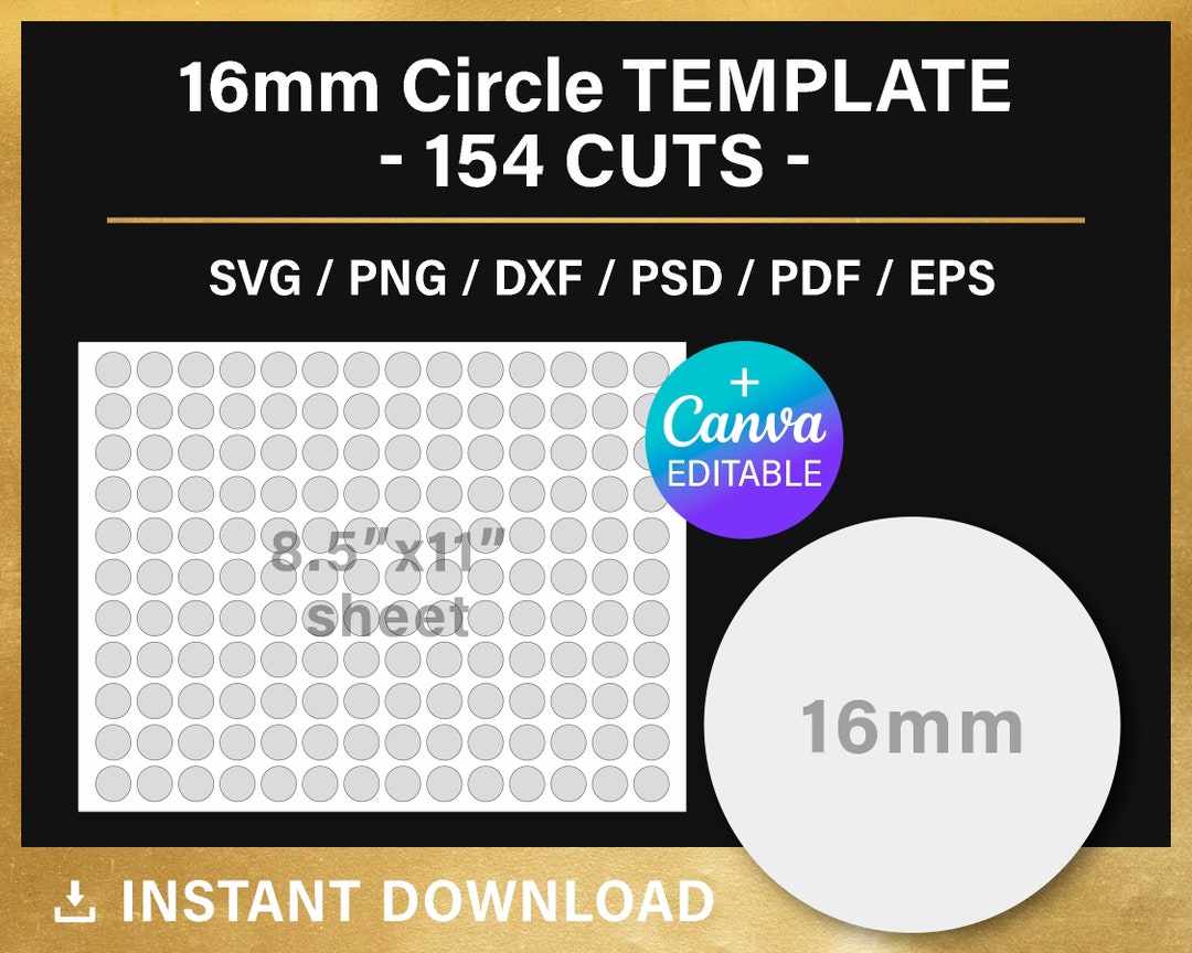 16 Mm, Circle BLANK Template, Round Sticker Template, Multipurpose ...