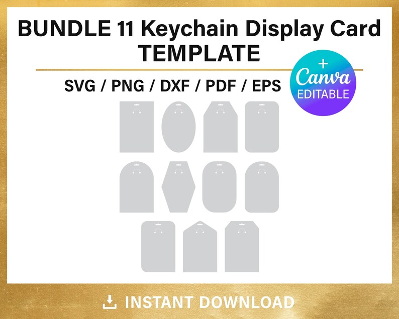 Keyring Display Card Svg Bundle Canva Cricut Cut Files - Etsy