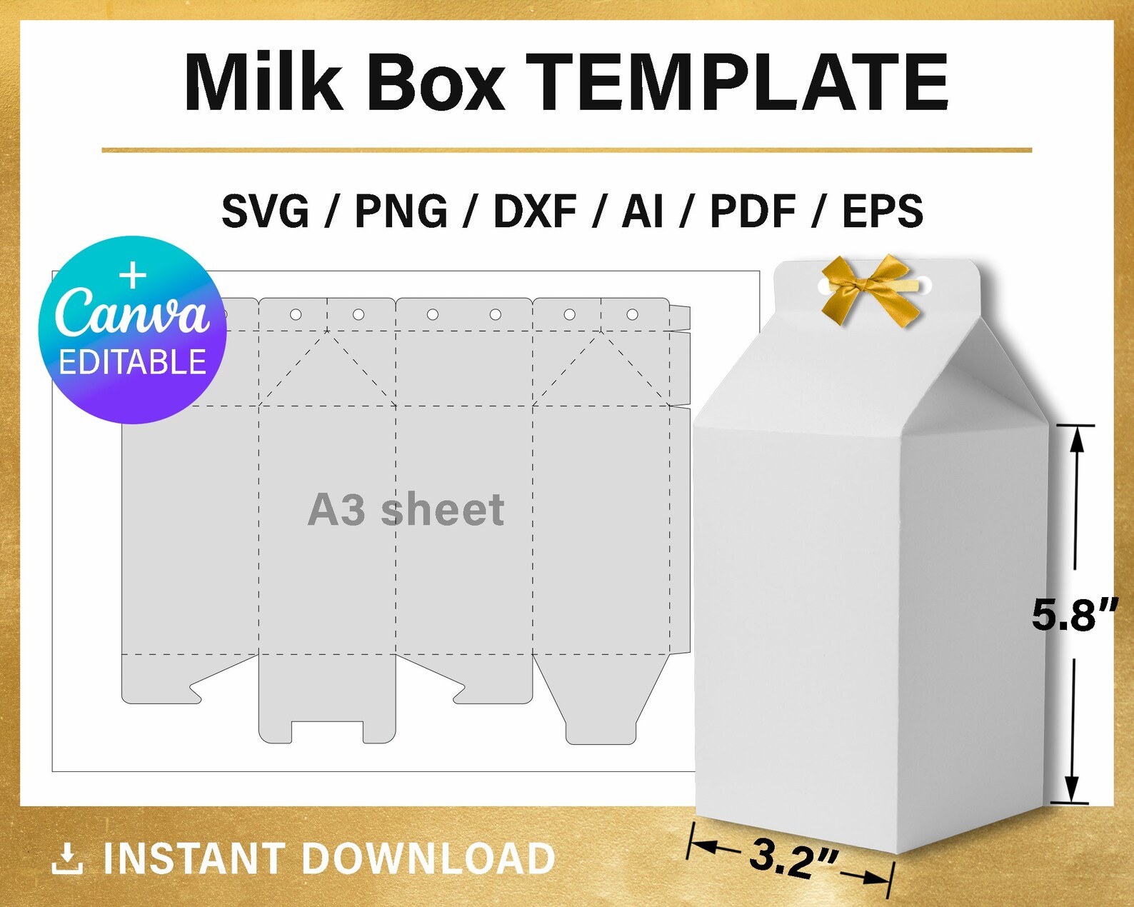 DIY Milk Box Blank Template BUNDLE, Cut Files, Milk Carton Template ...