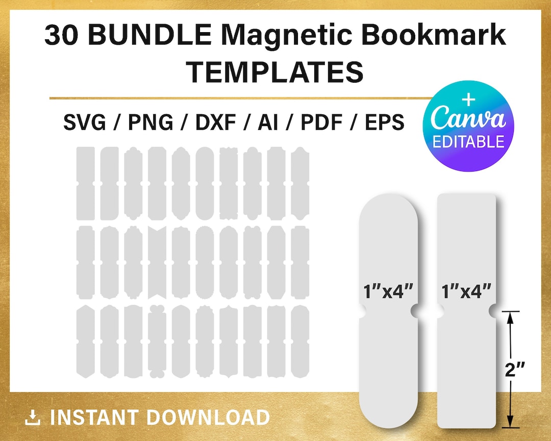DIY Magnetic Bookmark Blank Template Bundle, Canva, Cricut, Svg, Png ...