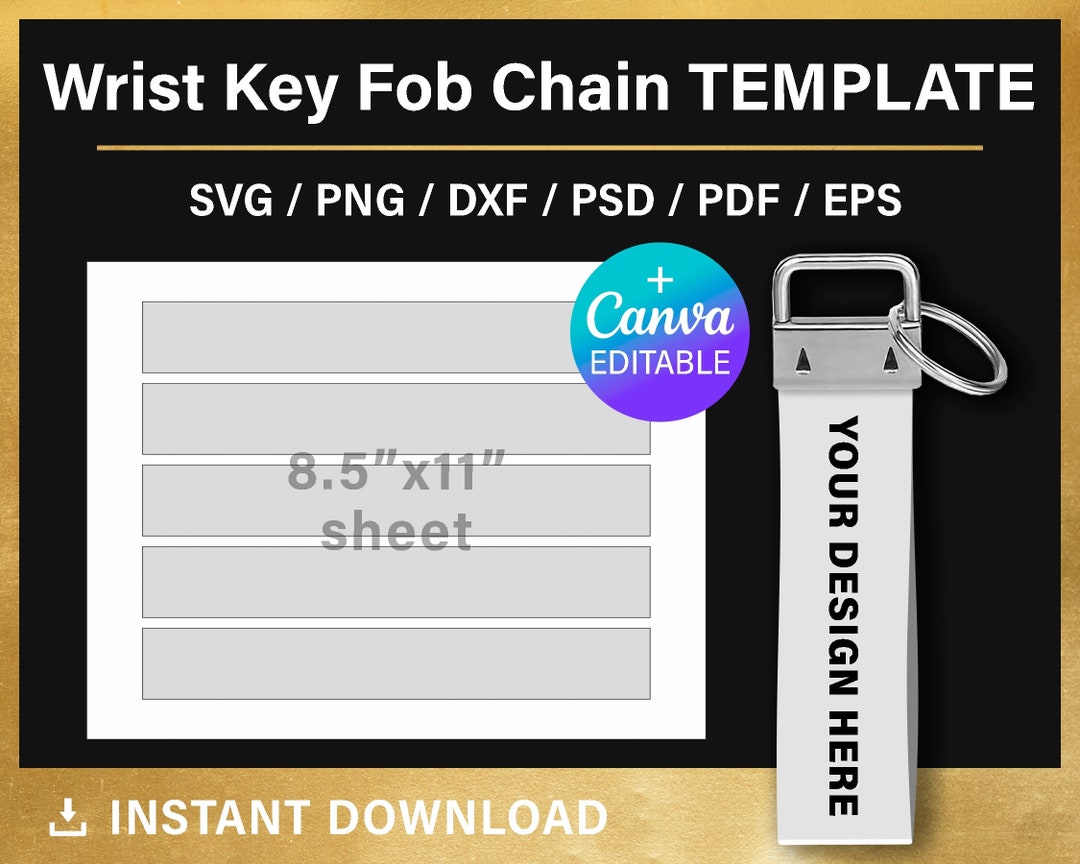 Wrist Key Fob Chain, BLANK Template, Svg, Png, Psd, 1.25 X 9 Inches ...