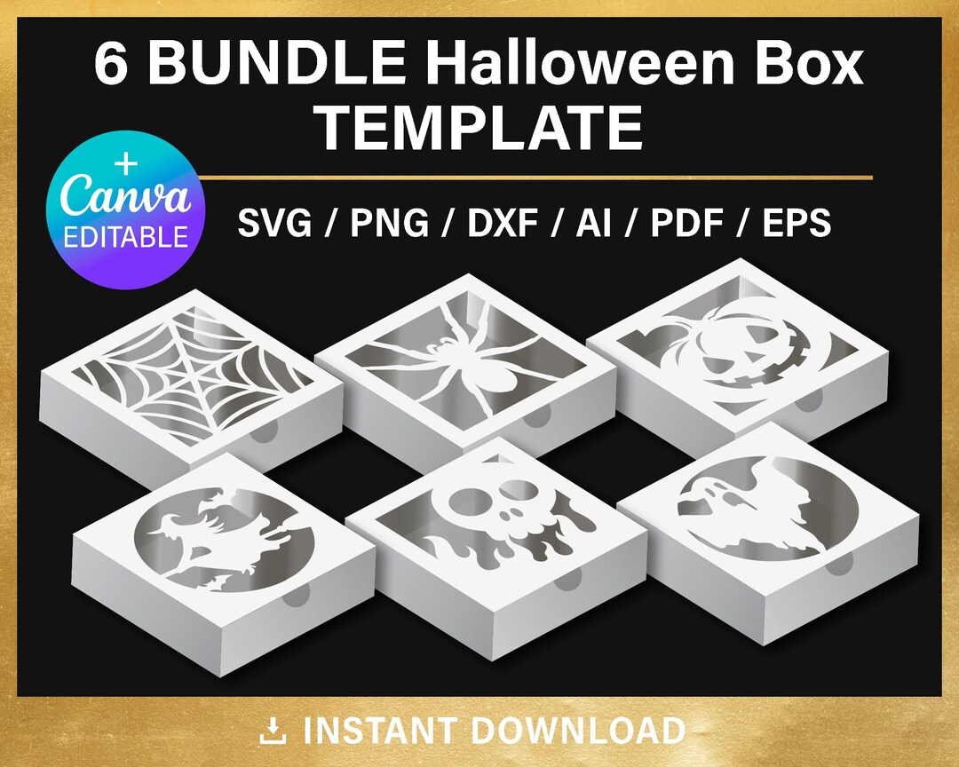 Halloween Box Template BUNDLE, Spider Web, Treat Box, DIY, Candy Box ...