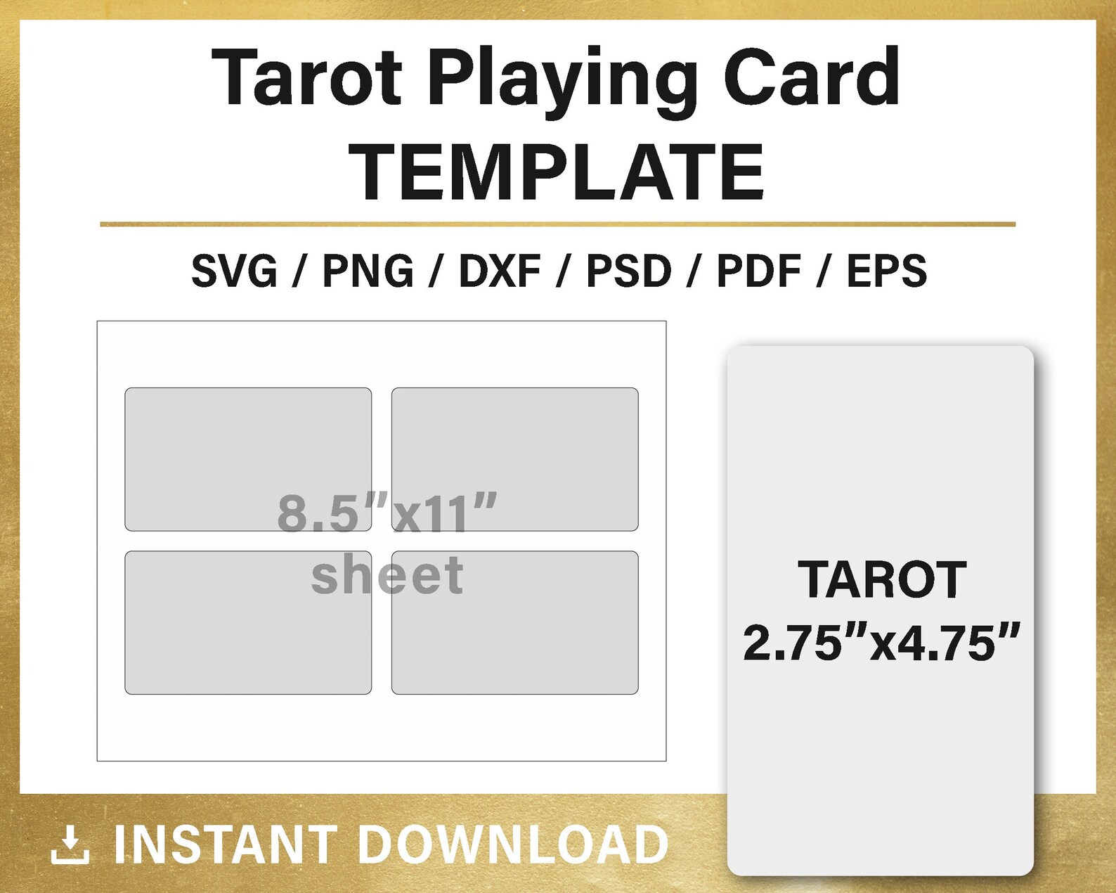 Playing Card Template BUNDLE 5 Sizes BLANK Template Svg - Etsy