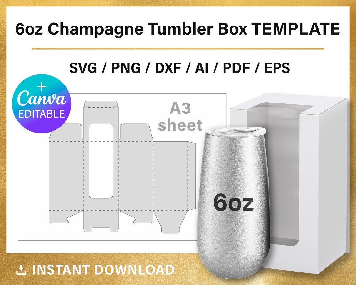 Tumbler Box Template Bundle, DIY, Png, Canva, Svg, Cricut, Printable ...