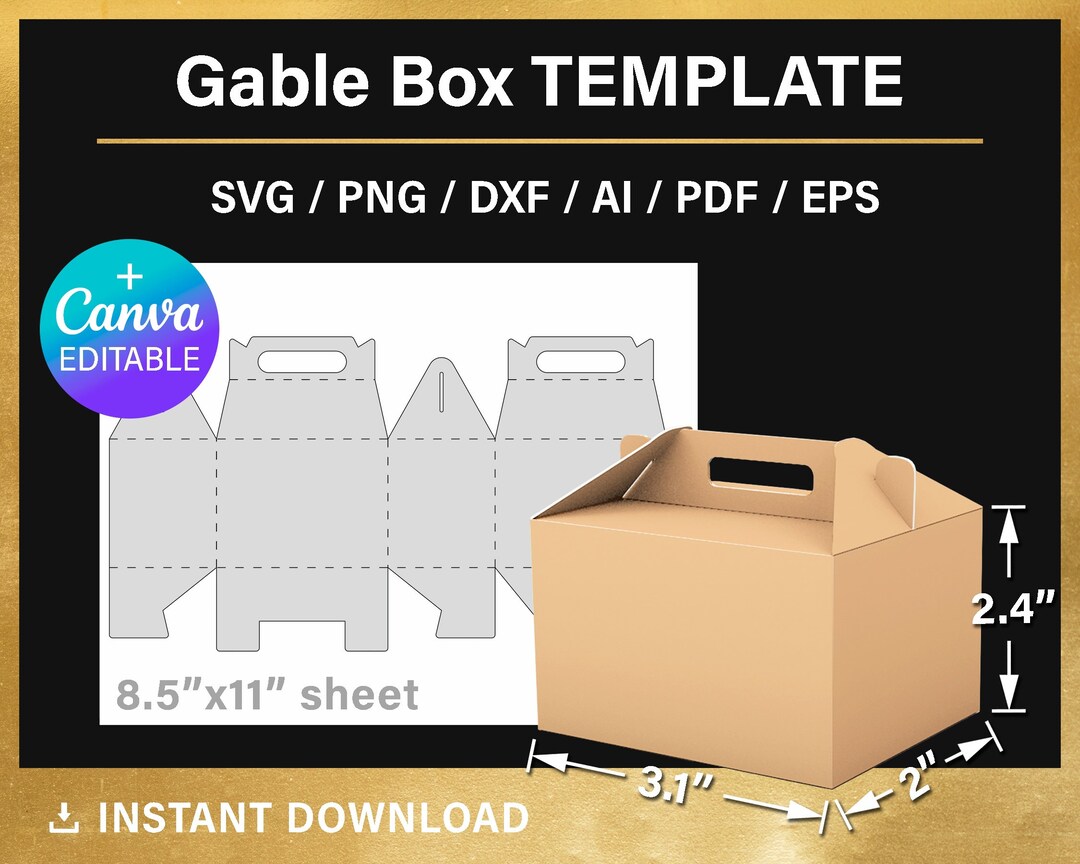Mini Gable Box Template, DIY Gift Box, 3.1 X 2.0 X 2.4 Inches, Party ...