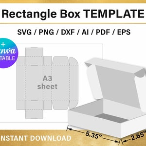 Rectangle Box Template, DIY, Shipping Box, BLANK Template, Classic Box ...