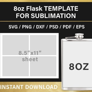 8oz Flask Template BLANK Template for Sublimation 8 Oz - Etsy