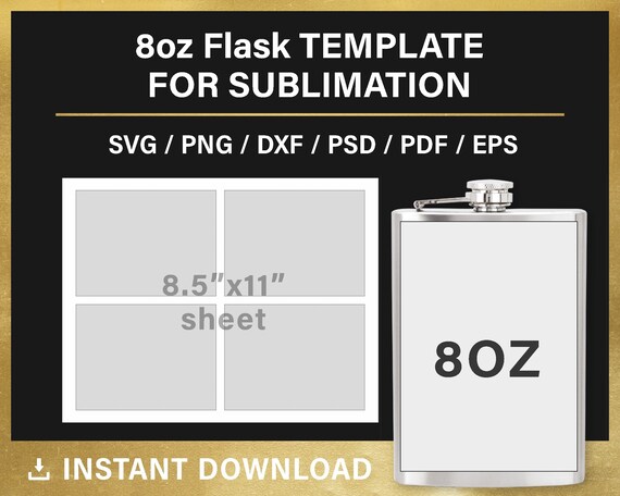 8oz Flask Template BLANK Template for Sublimation 8 Oz - Etsy