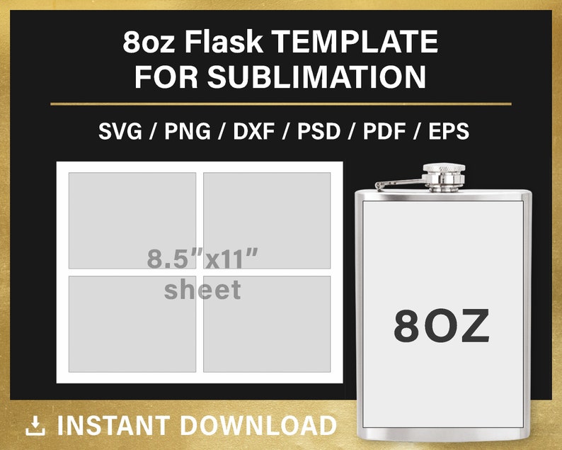 8oz Flask Template BLANK Template for Sublimation 8 Oz - Etsy